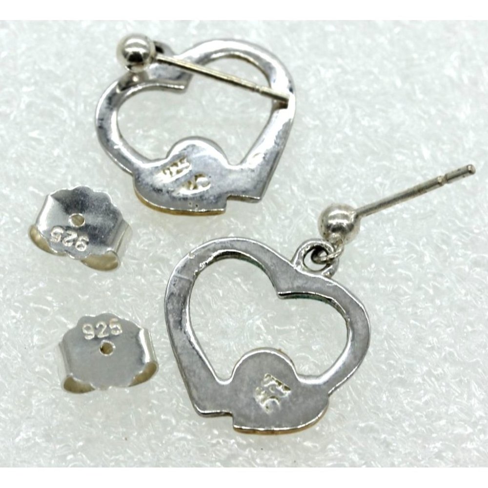 925 Sterling Gold Vermeil Double Heart Earrings, Vint… - Gem